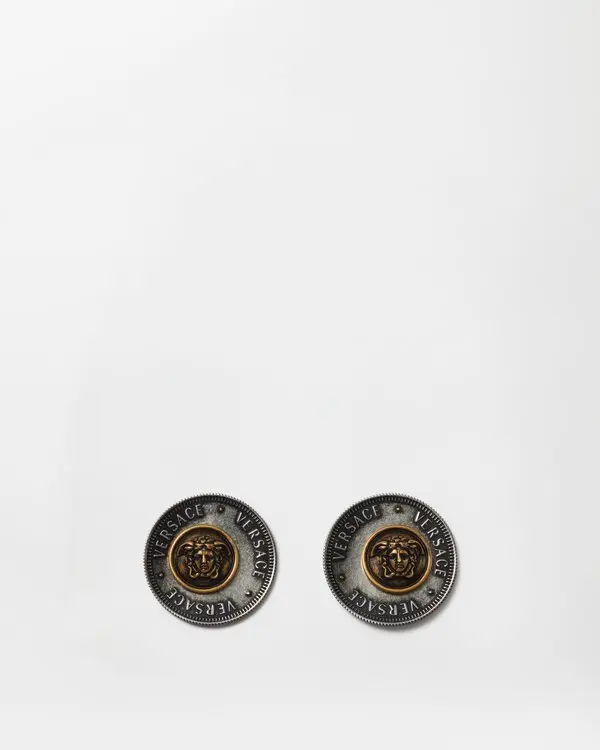 Versace Medusa Coin Stud Earrings - Silver+gold