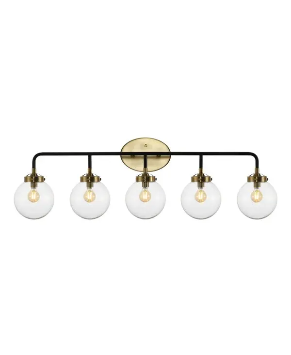 JONATHAN Y Caleb 38" 5-light Contemporary Transitional Iron/glass Led Vanity Light - Black,brass Gold