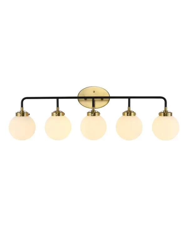 JONATHAN Y Caleb 38" 5-light Contemporary Transitional Iron/glass Led Vanity Light - Brass Gold,black