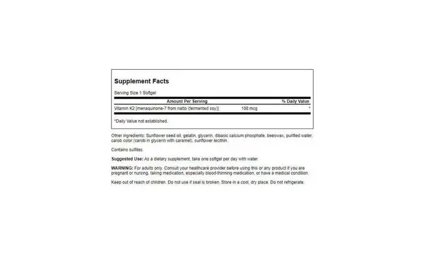 SWANSON Vitamin K2 Menaquinone-7 Regulate Calcium