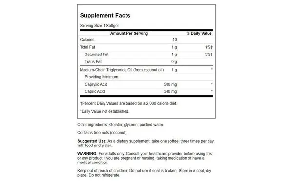 SWANSON Pharmaceutical Grade Mct Pure 1000 Milligrams 90 Sgels