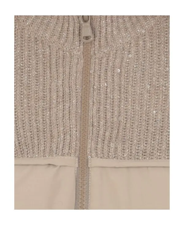 Brunello Cucinelli Spread Collar Knit-panelled Jacket