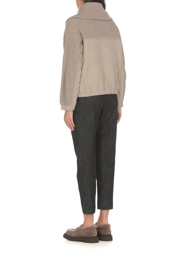 Brunello Cucinelli Spread Collar Knit-panelled Jacket