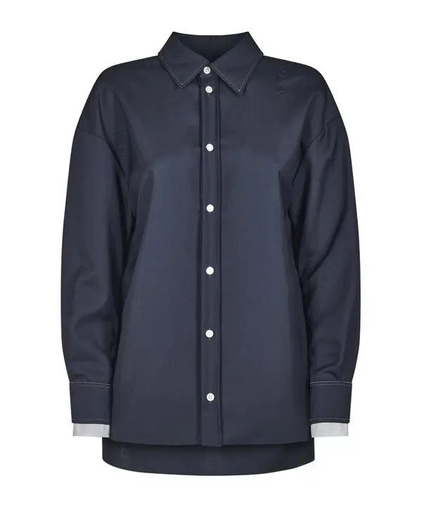 Marni Layered Shirt With Lapel Collar And Curved Hem