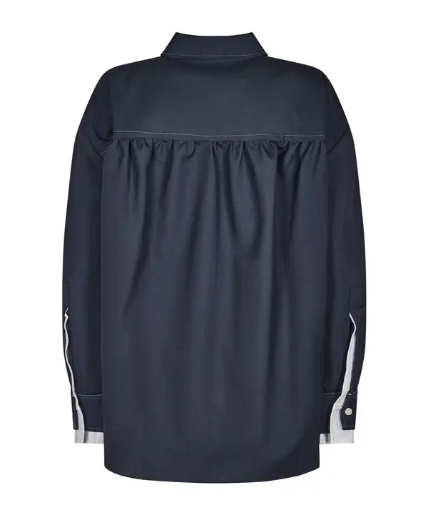 Marni Layered Shirt With Lapel Collar And Curved Hem