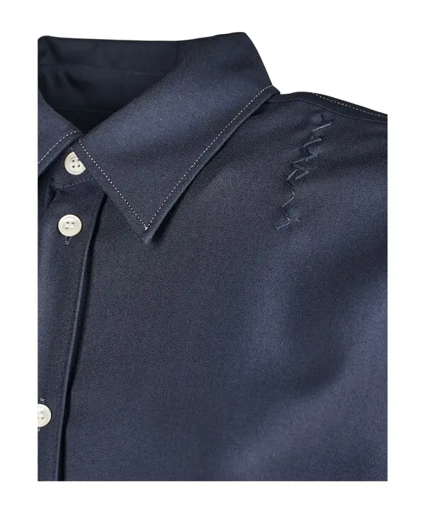 Marni Layered Shirt With Lapel Collar And Curved Hem