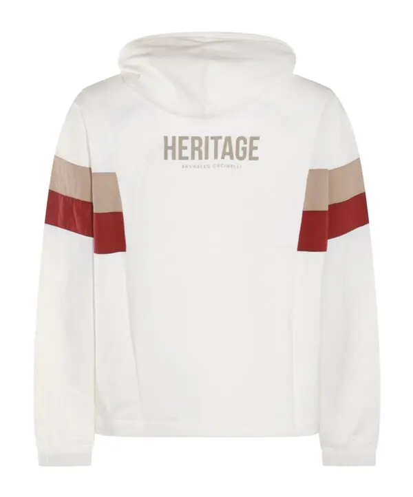 Brunello Cucinelli Panelled Logo-printed Drawstring Hoodie