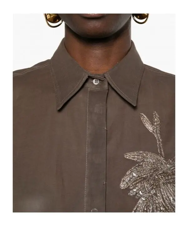 Brunello Cucinelli Motif-embroidered Semi-sheer Shirt