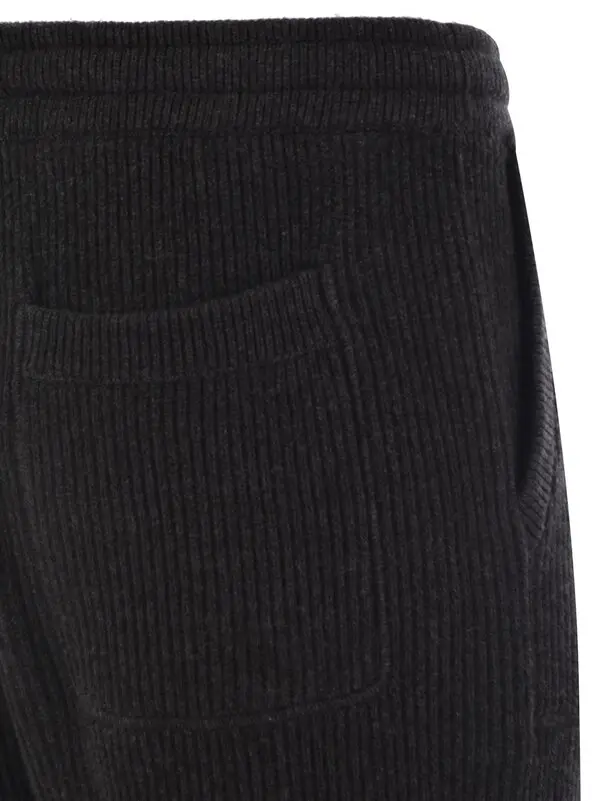 Brunello Cucinelli Drawstring Ribbed Track Pants - Black