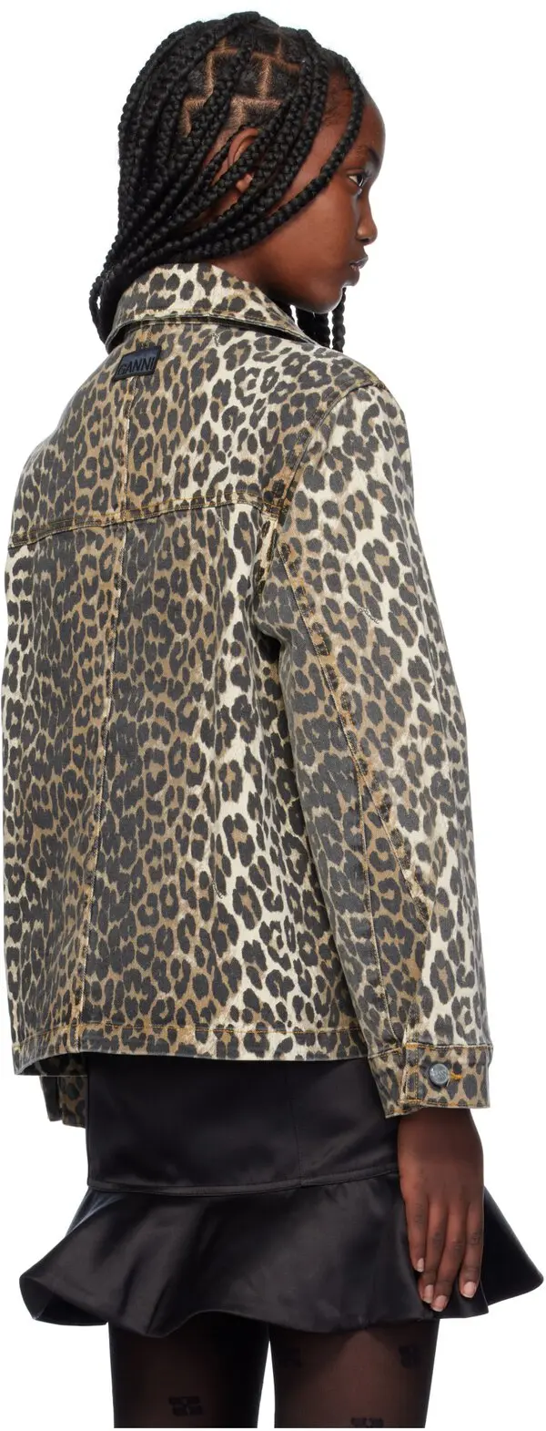 GANNI Animal Print Denim Jacket - Leopard