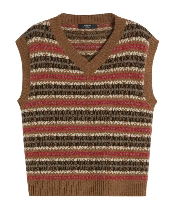 Max Mara Wool And Alpaca Jacquard Gilet - Camel