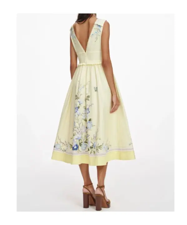 SELF-PORTRAIT Sleeveless Floral Print V-neck Midi Dress