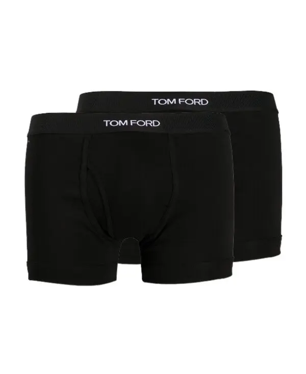 TOM FORD Logo Waistband Boxer Briefs Bi-pack - Black