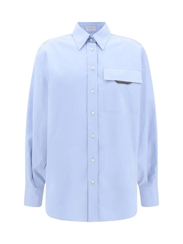 Brunello Cucinelli Long Sleeve Jewel-embellished Pocket Shirt