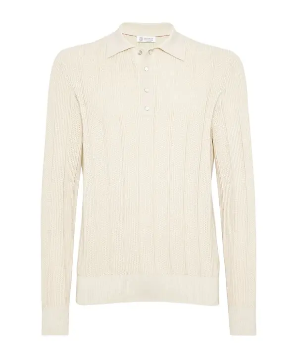 Brunello Cucinelli Perforated Cotton Polo Shirt