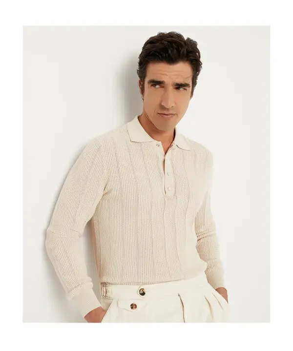 Brunello Cucinelli Perforated Cotton Polo Shirt