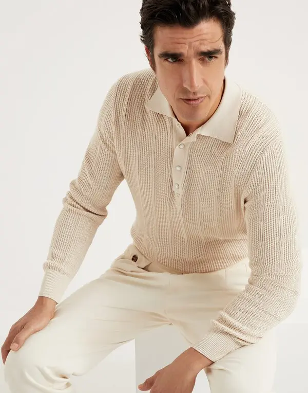 Brunello Cucinelli Perforated Cotton Polo Shirt