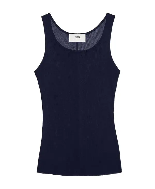 AMI Paris Ribbed Crewneck Sleeveless Tank