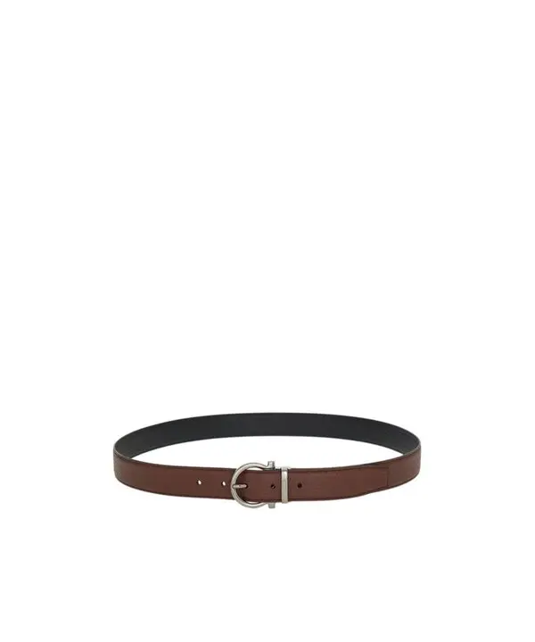 FERRAGAMO Reversible Gancini Belt - Cocoa/black