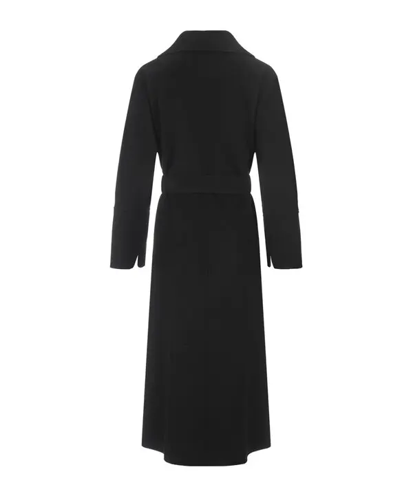 Max Mara Long-sleeved Belted Coat - Black