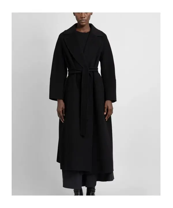 Max Mara Long-sleeved Belted Coat - Black