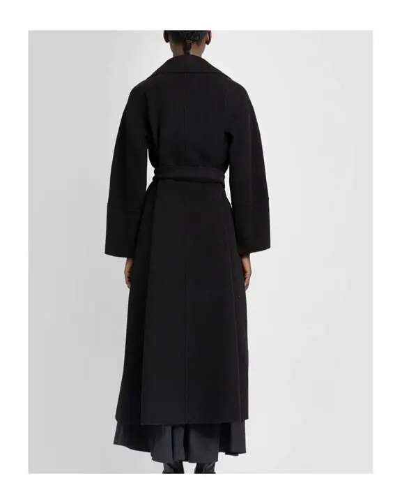 Max Mara Long-sleeved Belted Coat - Black