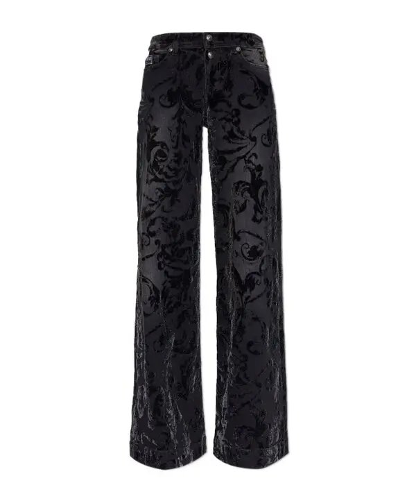 Versace Velvet Burnout Flare Pants