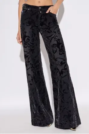 Versace Velvet Burnout Flare Pants