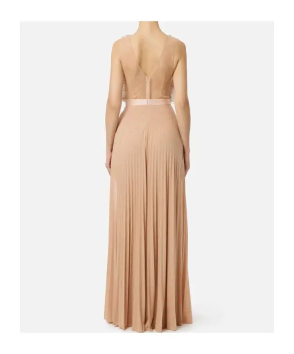 Elisabetta Franchi Sleeveless Embellished Tulle And Pleated Maxi Dress