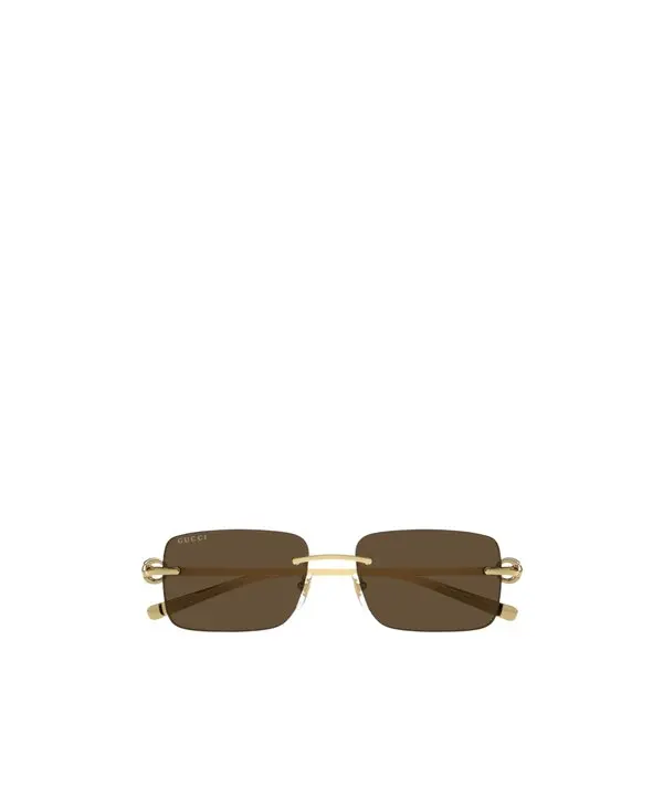 Gucci Rectangular Frame Sunglasses - Gold