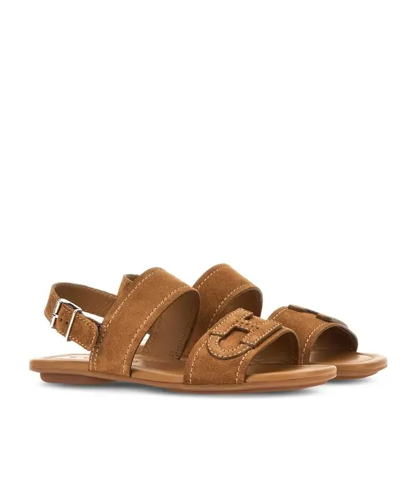 Hogan H685 Logo Appliqué Sandals - Brown