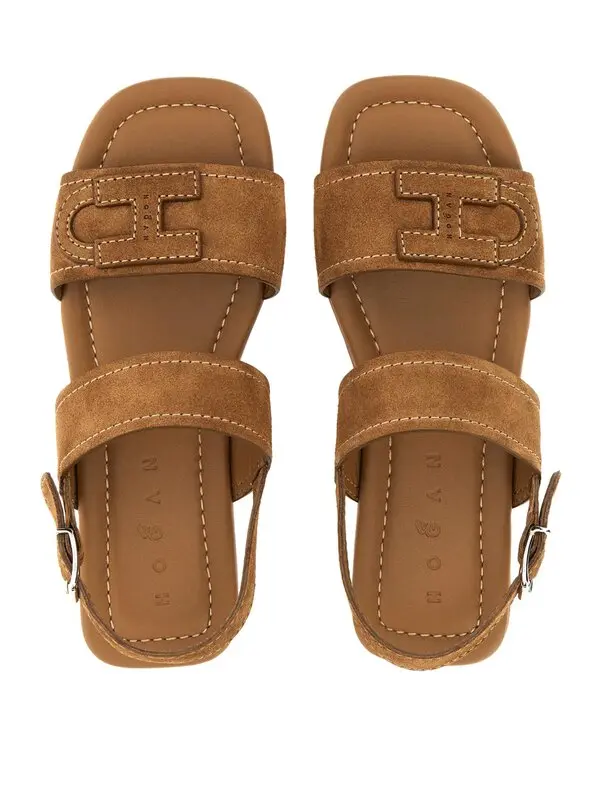 Hogan H685 Logo Appliqué Sandals - Brown