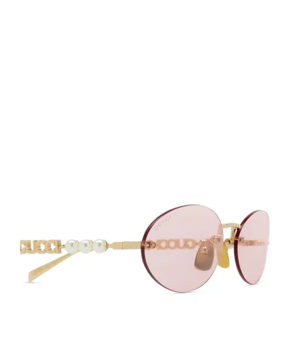 Gucci Beaded Oval Sunglasses - Pink