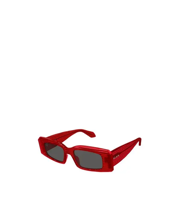Alaïa Rectangular Ribbed Frame Sunglasses