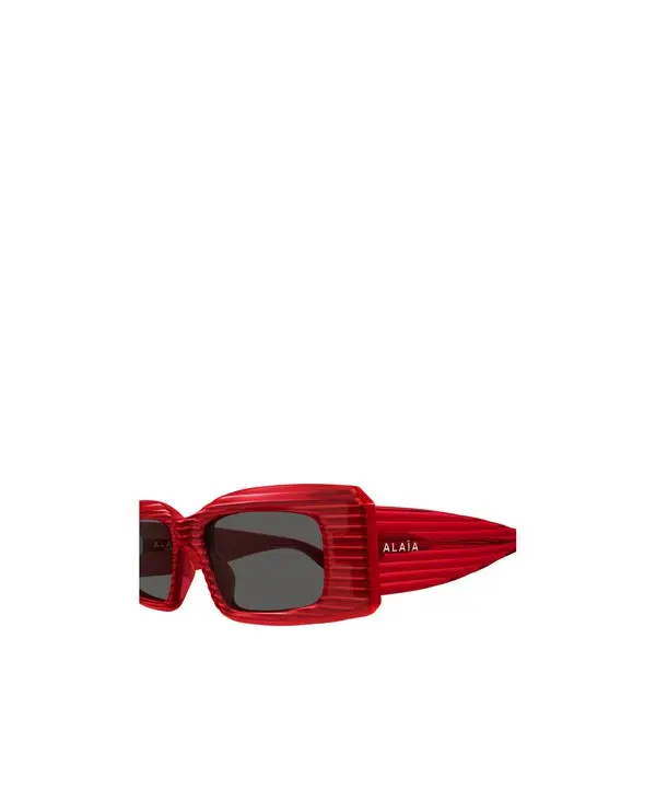 Alaïa Rectangular Ribbed Frame Sunglasses