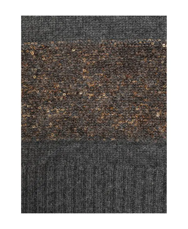 Brunello Cucinelli Sequin Embellished Striped High Neck Jumper