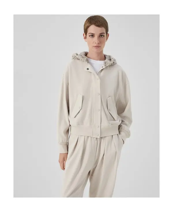 Brunello Cucinelli Crochet Hooded Long Sleeve Jacket