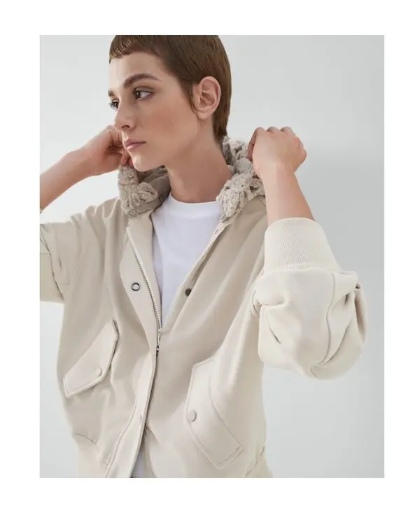 Brunello Cucinelli Crochet Hooded Long Sleeve Jacket