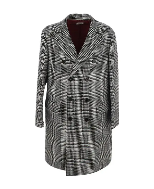 Brunello Cucinelli Long-sleeved Double-breasted Checked Coat