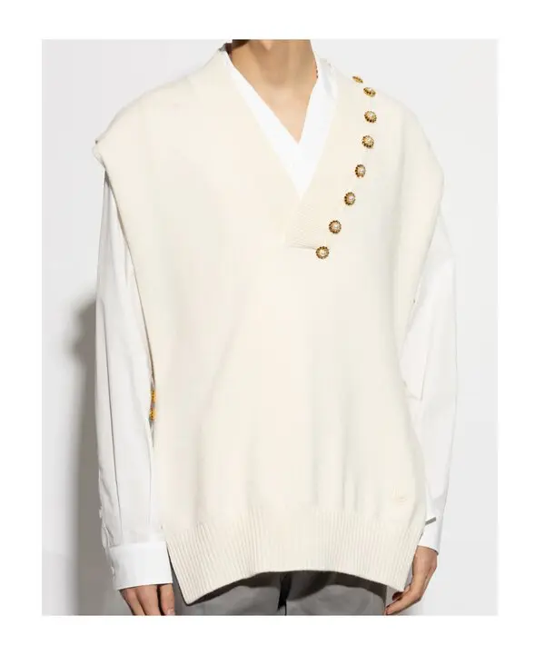 Dolce & Gabbana V-neck Knitted Vest With Embellished Buttons