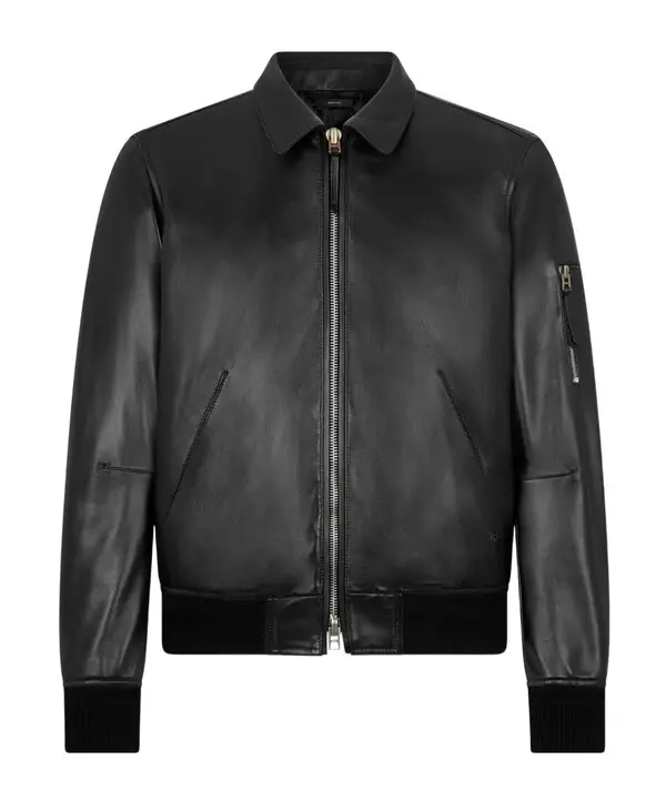 TOM FORD Leather Zip-up Bomber Jacket - Black