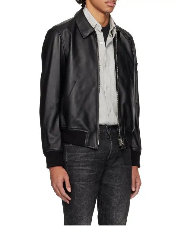 TOM FORD Leather Zip-up Bomber Jacket - Black