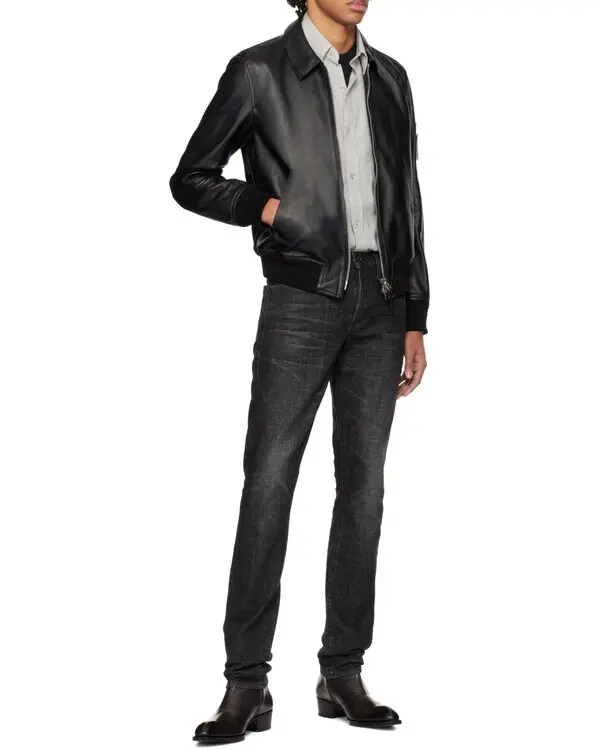 TOM FORD Leather Zip-up Bomber Jacket - Black