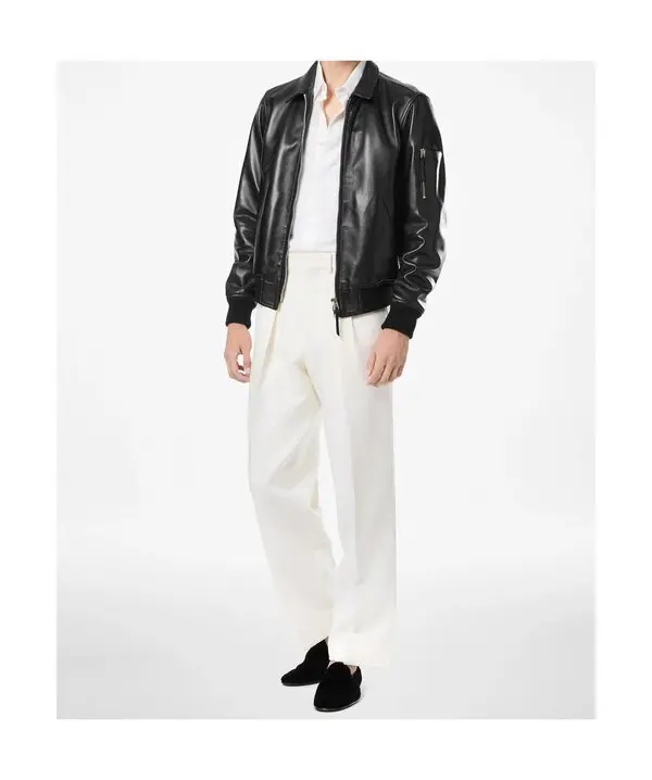 TOM FORD Leather Zip-up Bomber Jacket - Black