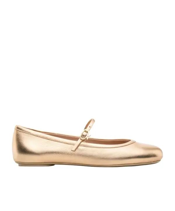 GIANVITO ROSSI Round Toe Ballet Flats With Metal Accessories