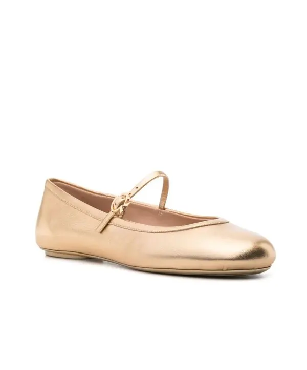 GIANVITO ROSSI Round Toe Ballet Flats With Metal Accessories