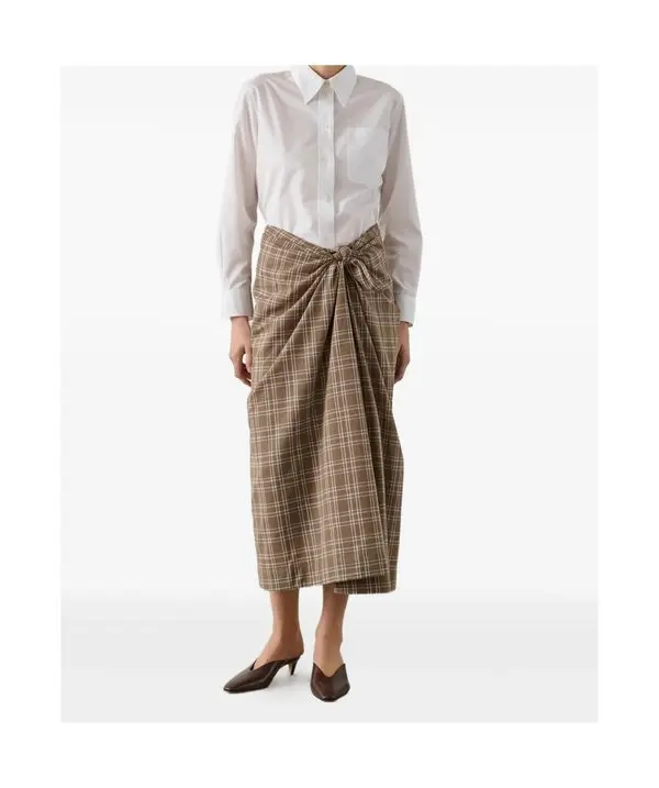 Soeur Tie-waist Plaid Ankle-length Skirt