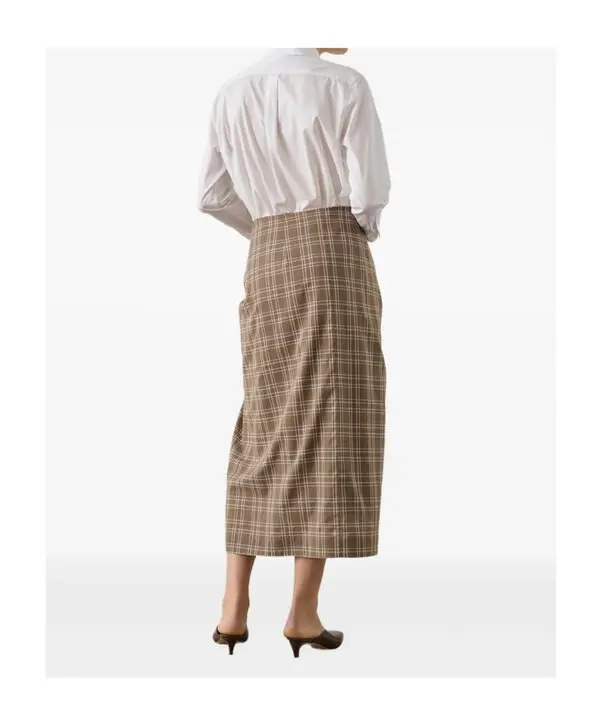 Soeur Tie-waist Plaid Ankle-length Skirt
