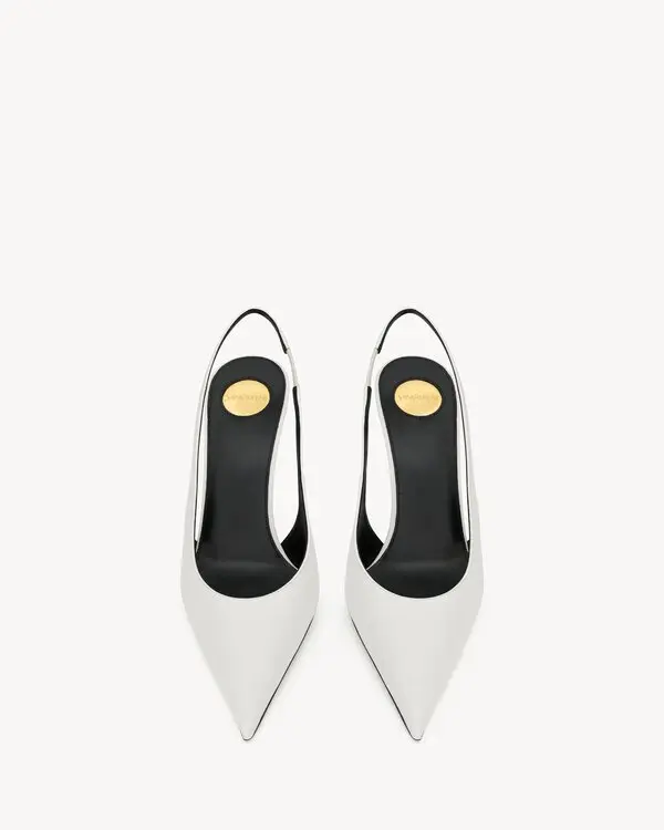 Saint Laurent Guermantes Slingback Pumps - White