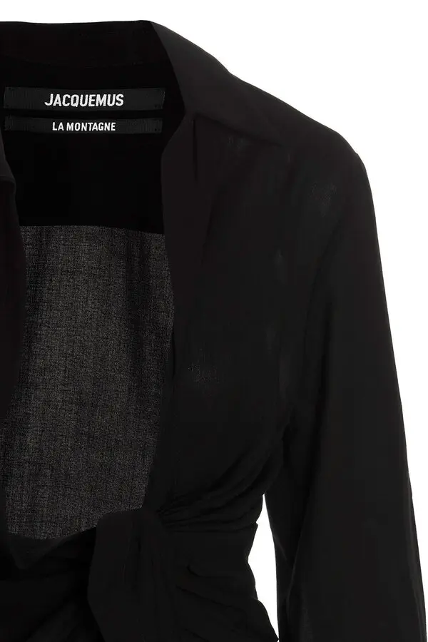 Jacquemus Deep Neckline Knot Detail Blouse